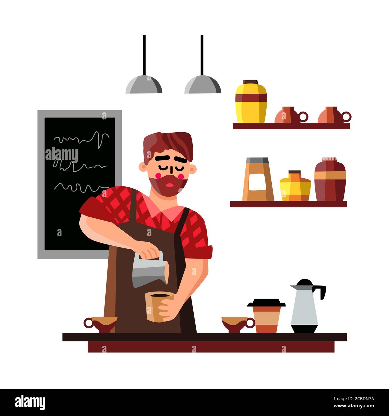 Smiling barista pouring hot Cut Out Stock Images & Pictures - Alamy