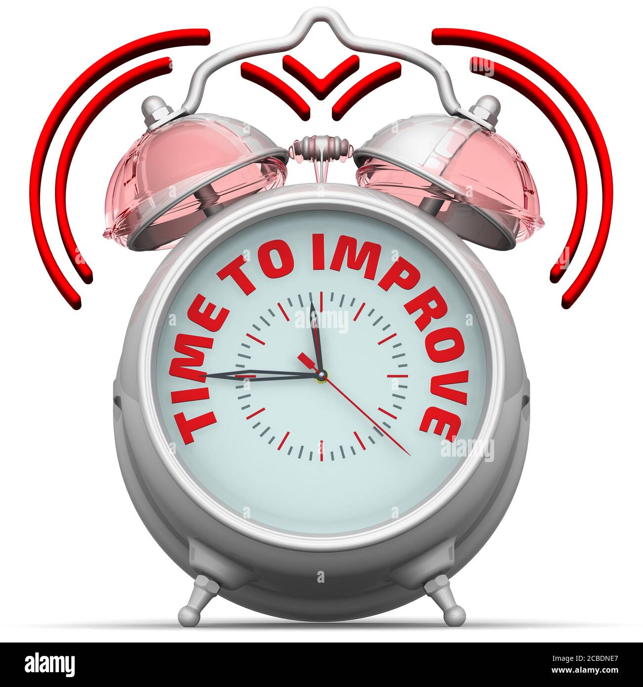 Time to improve. The alarm clock with an inscription. Alarm clock with ...