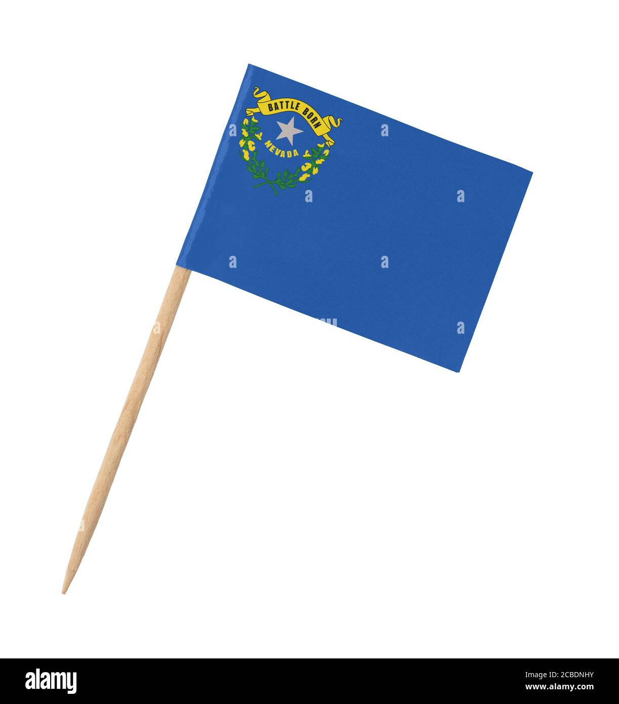 Small paper US-state flag on wooden stick - Nevada- Isolated on white ...
