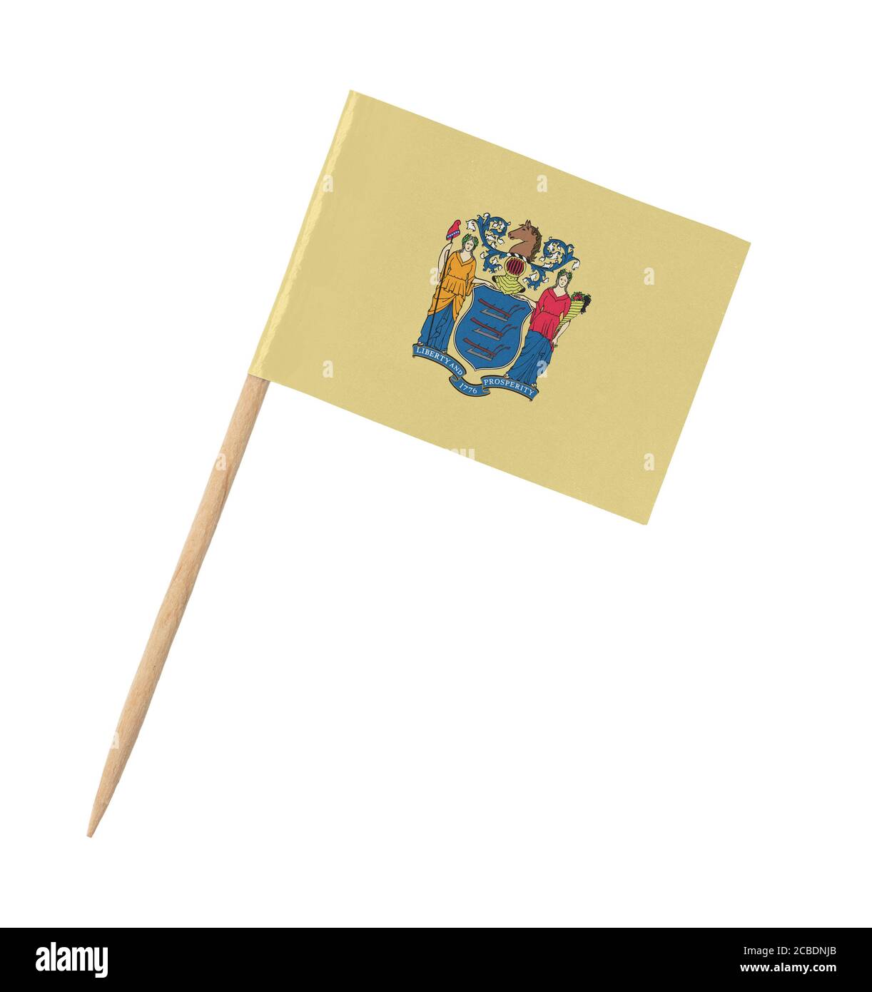 Small paper US-state flag on wooden stick - New Jersey - Isolated on ...