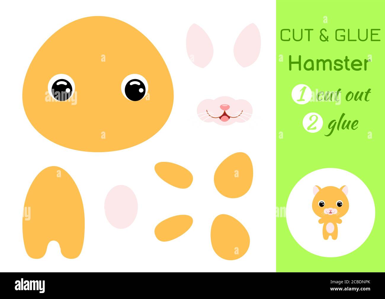 Cut and glue baby hamster. Education developing worksheet. Color paper ...