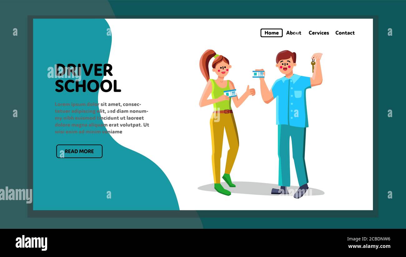 Driver School Students Show Driving License Vector Stock Vector Image ...