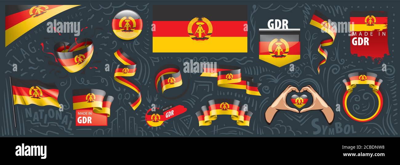 Vector set of the national flag of GDR in various creative designs ...