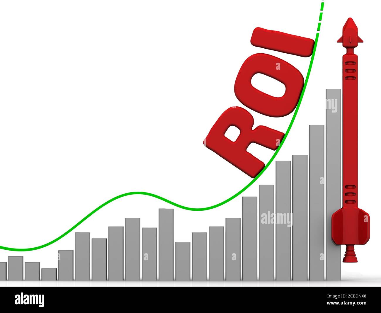 The schedule of growth of ROI (Return On Investment). Graph of rapid ...