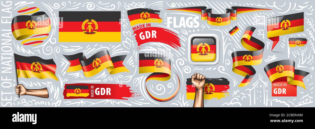 Vector set of the national flag of GDR in various creative designs ...