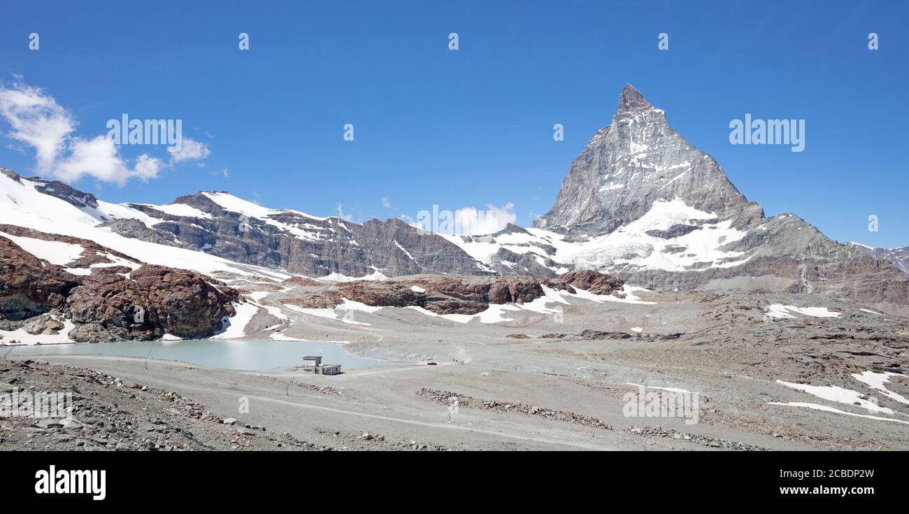 The Matterhorn, the iconic emblem of the Swiss Alps, summertime Stock ...