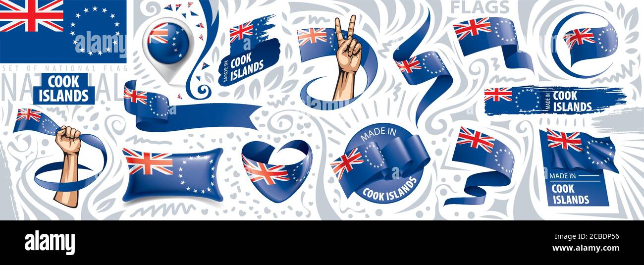 Vector set of the national flag of Cook Islands in various creative ...