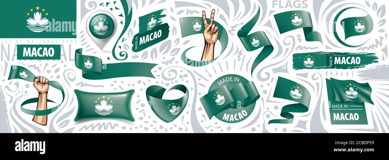 Vector set of the national flag of Macao in various creative designs ...