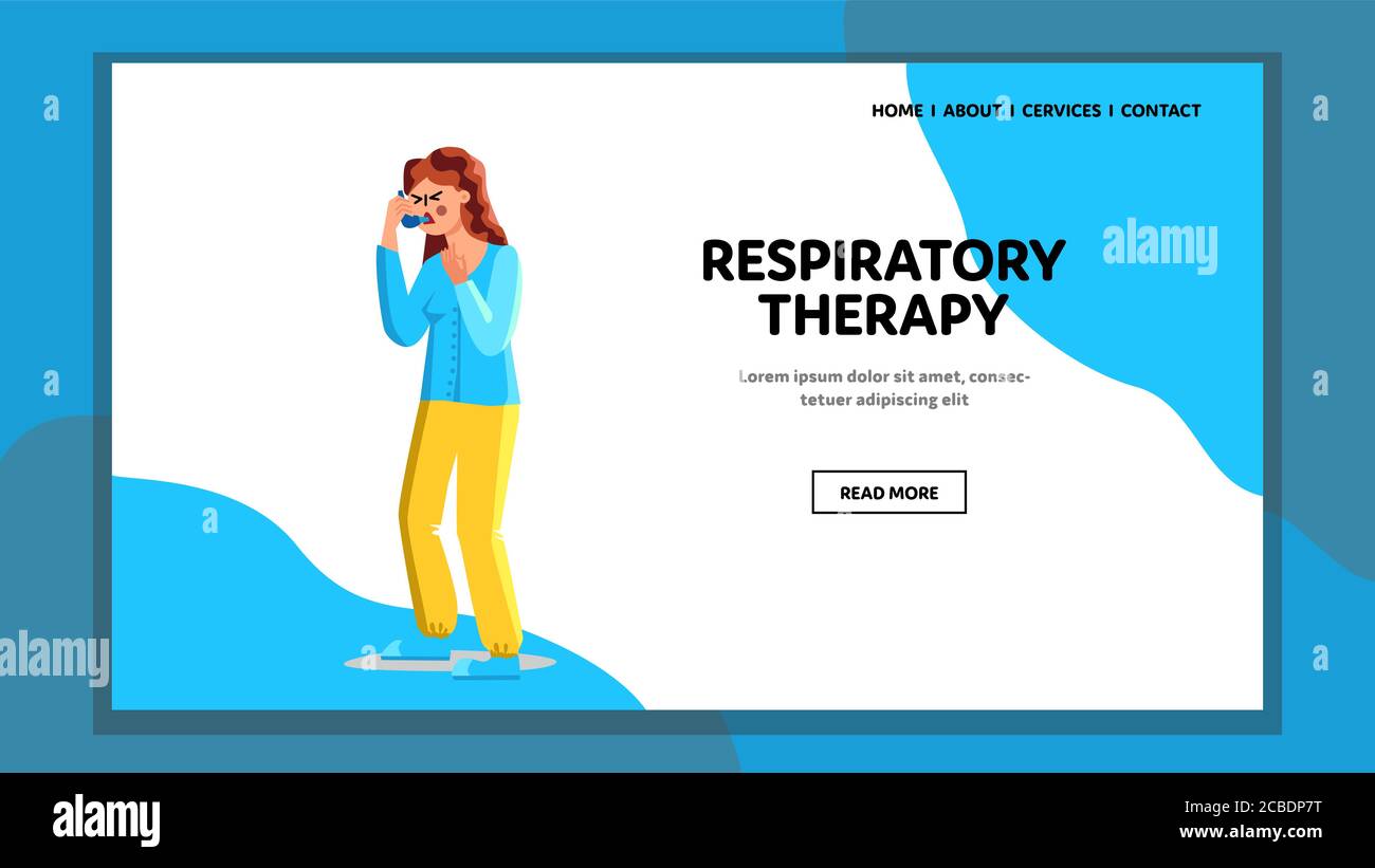 Respiratory Therapy Equipment Illness Girl Vector Illustration Stock ...