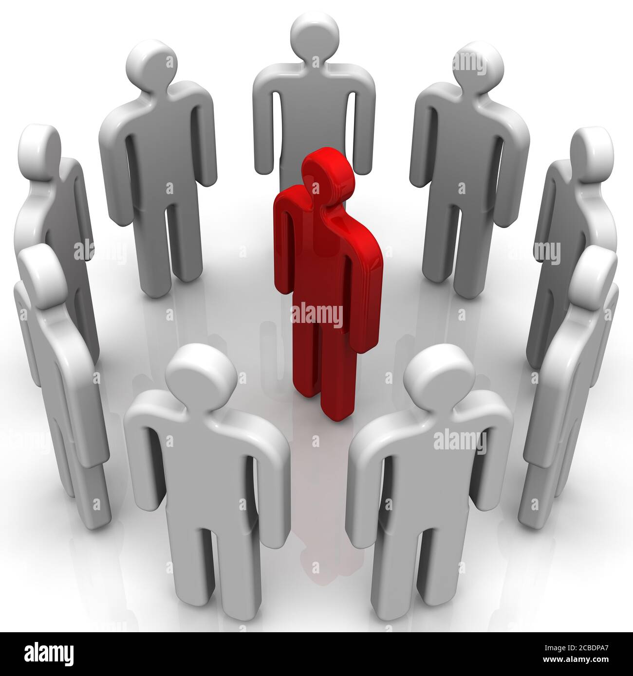 Red symbol of man surrounded by gray. 3D illustration Stock Photo - Alamy