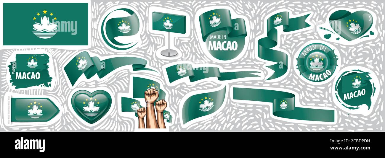Vector set of the national flag of Macao in various creative designs ...