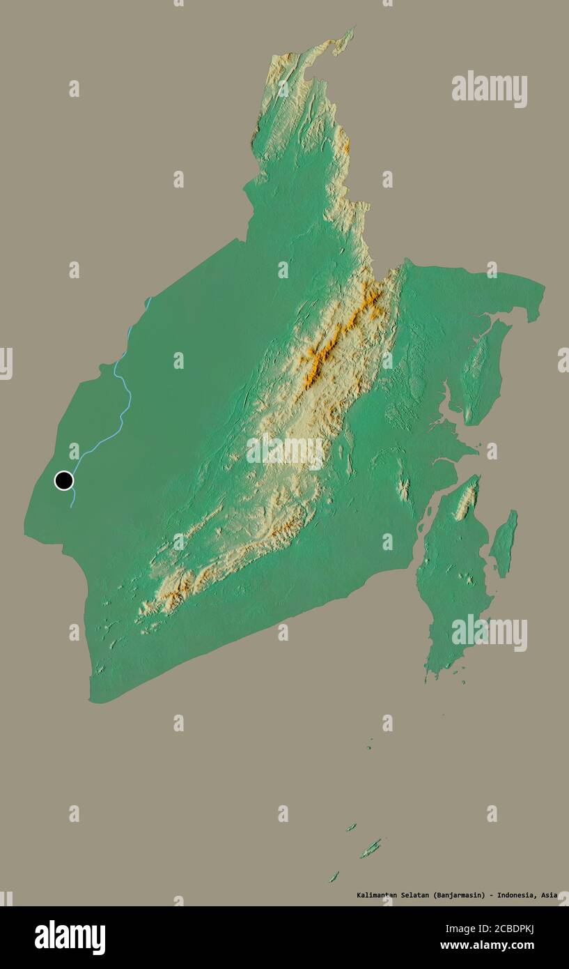 Shape of Kalimantan Selatan, province of Indonesia, with its capital ...