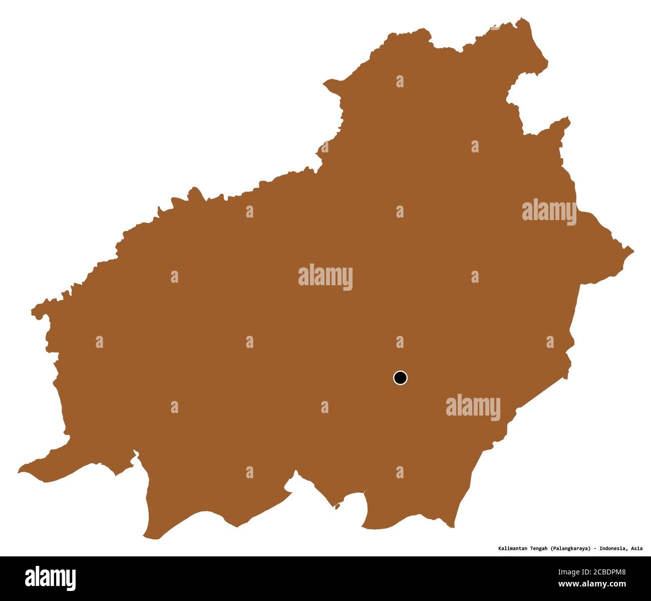 Shape of Kalimantan Tengah, province of Indonesia, with its capital ...