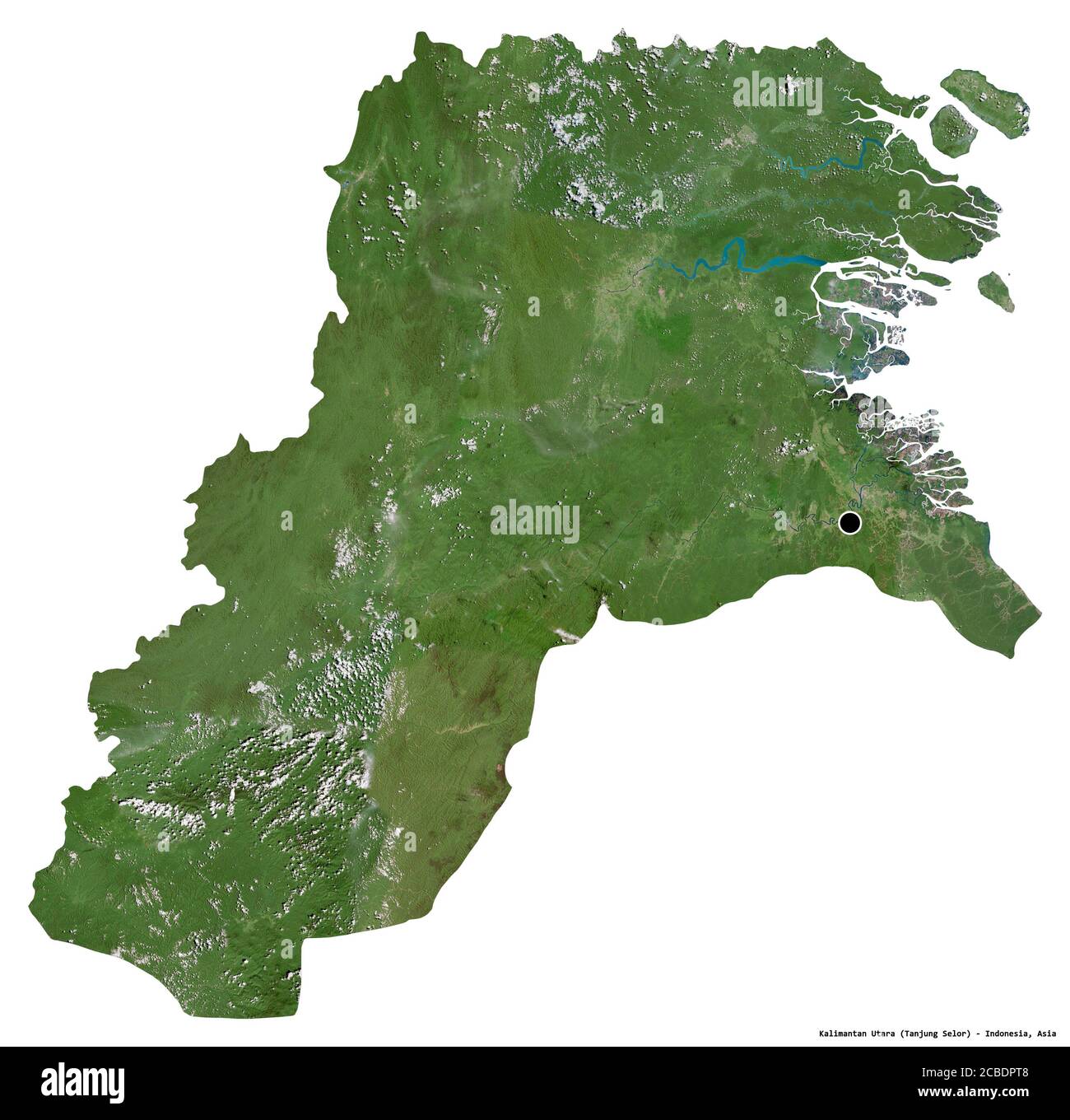 Shape of Kalimantan Utara, province of Indonesia, with its capital ...