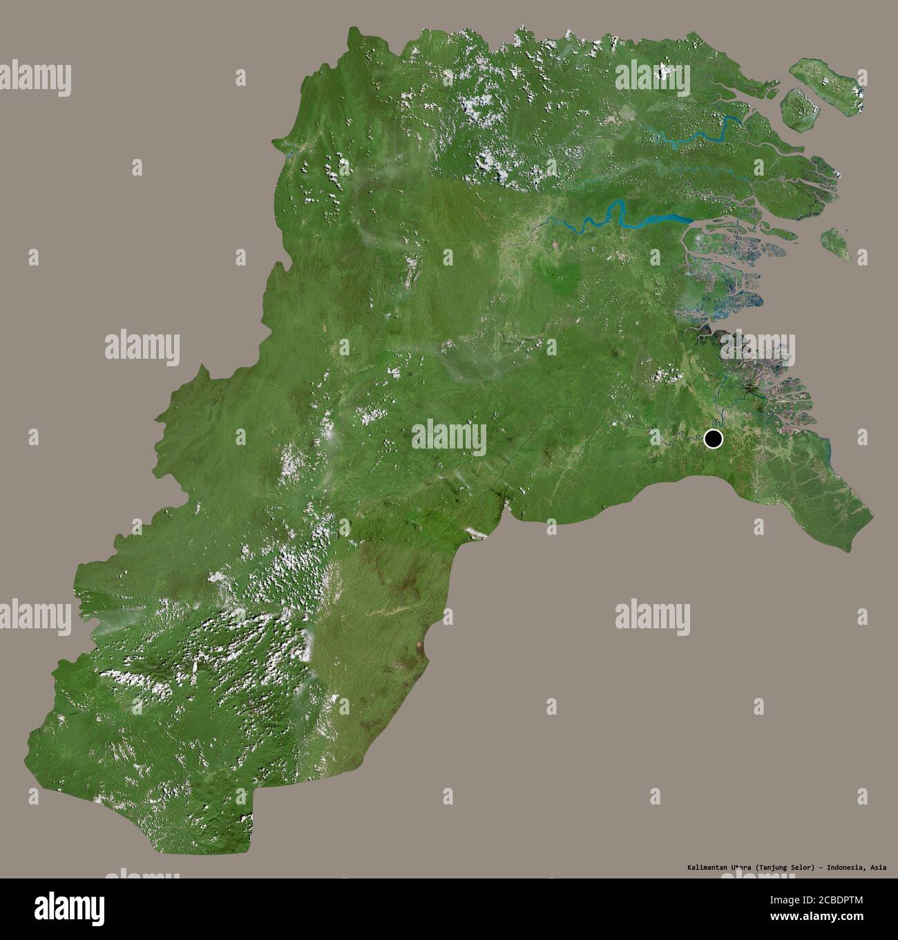 Shape of Kalimantan Utara, province of Indonesia, with its capital ...
