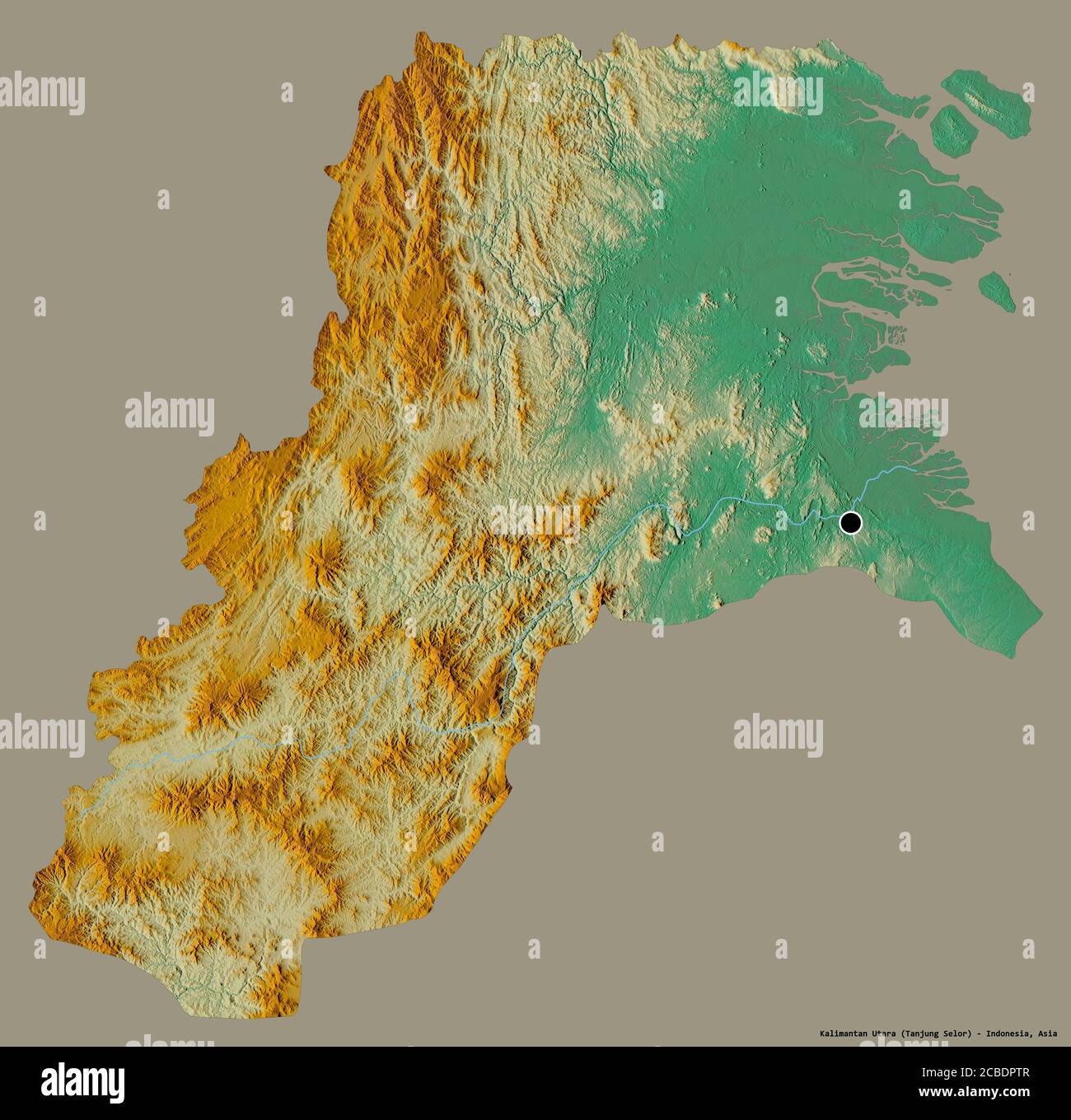 Shape of Kalimantan Utara, province of Indonesia, with its capital ...