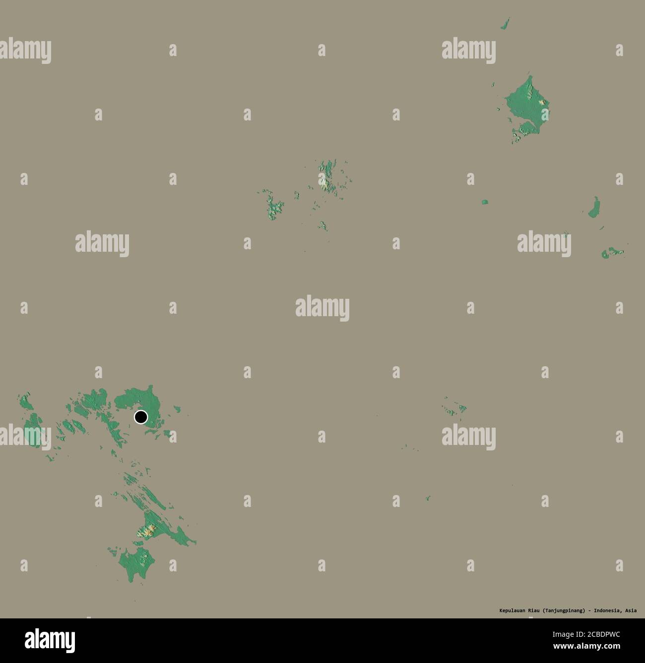 Shape of Kepulauan Riau, province of Indonesia, with its capital ...