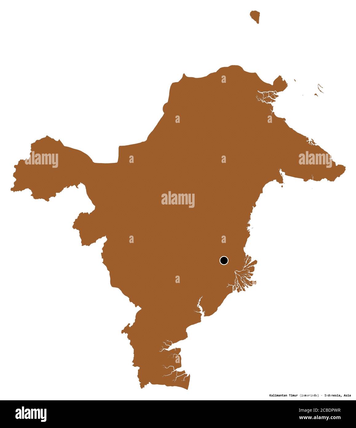 Shape of Kalimantan Timur, province of Indonesia, with its capital ...