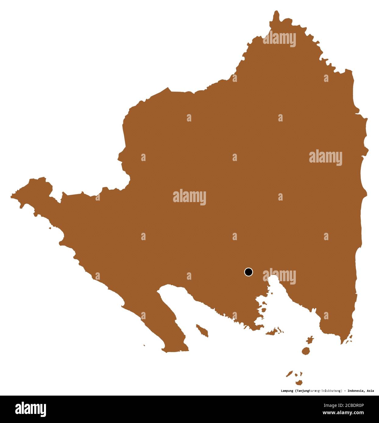 Shape of Lampung, province of Indonesia, with its capital isolated on ...