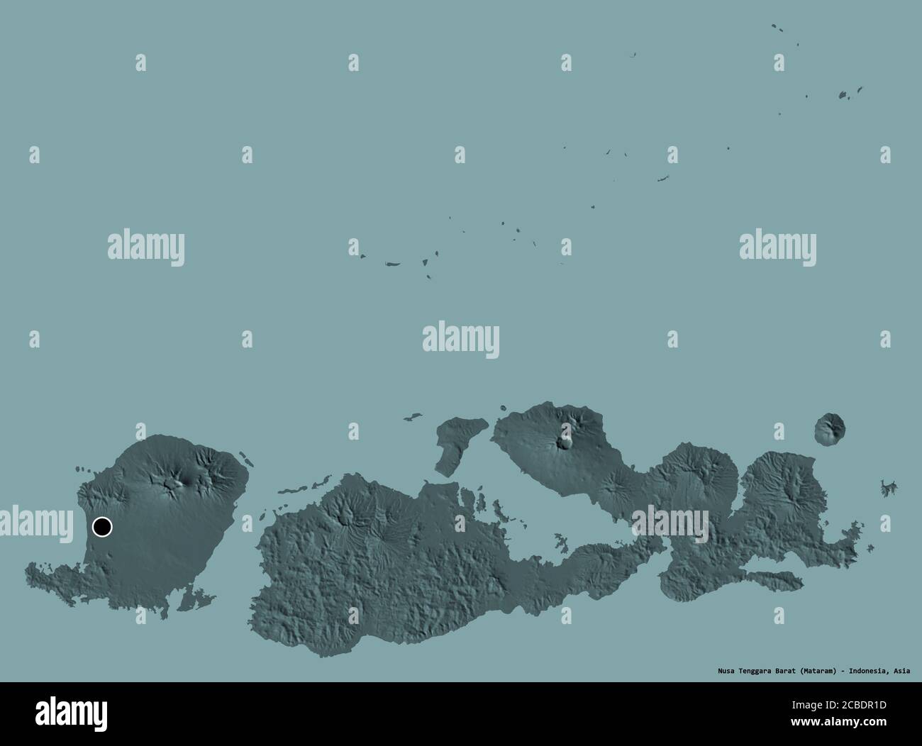 Shape of Nusa Tenggara Barat, province of Indonesia, with its capital ...