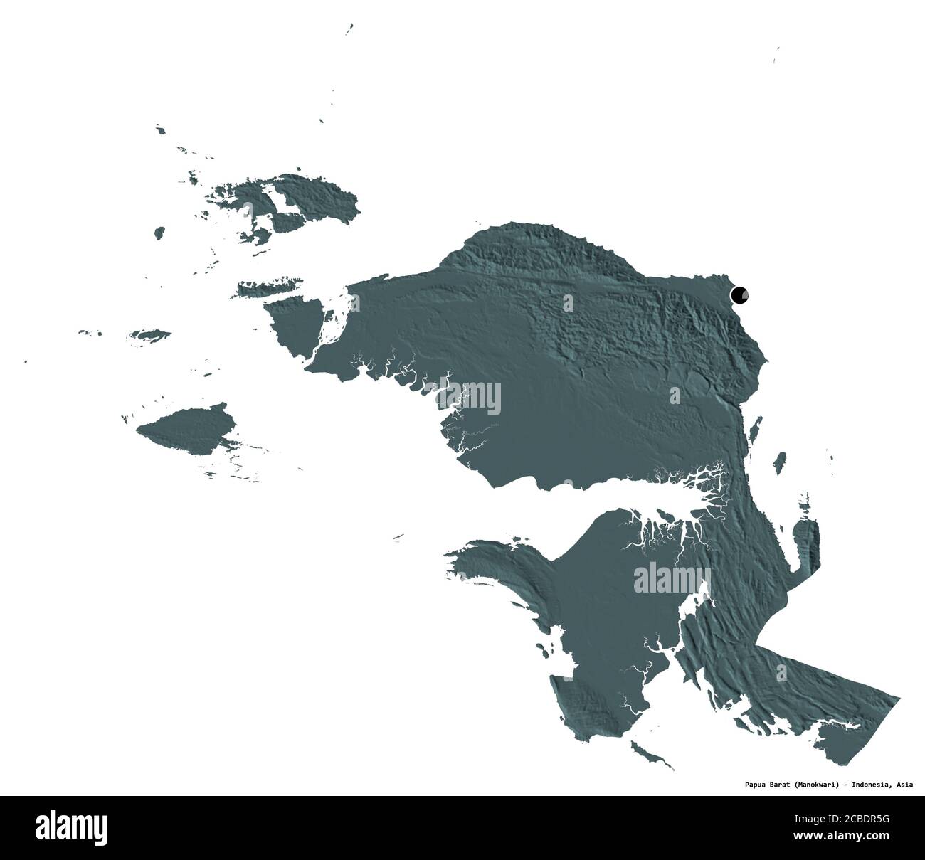 Shape of Papua Barat, province of Indonesia, with its capital isolated ...