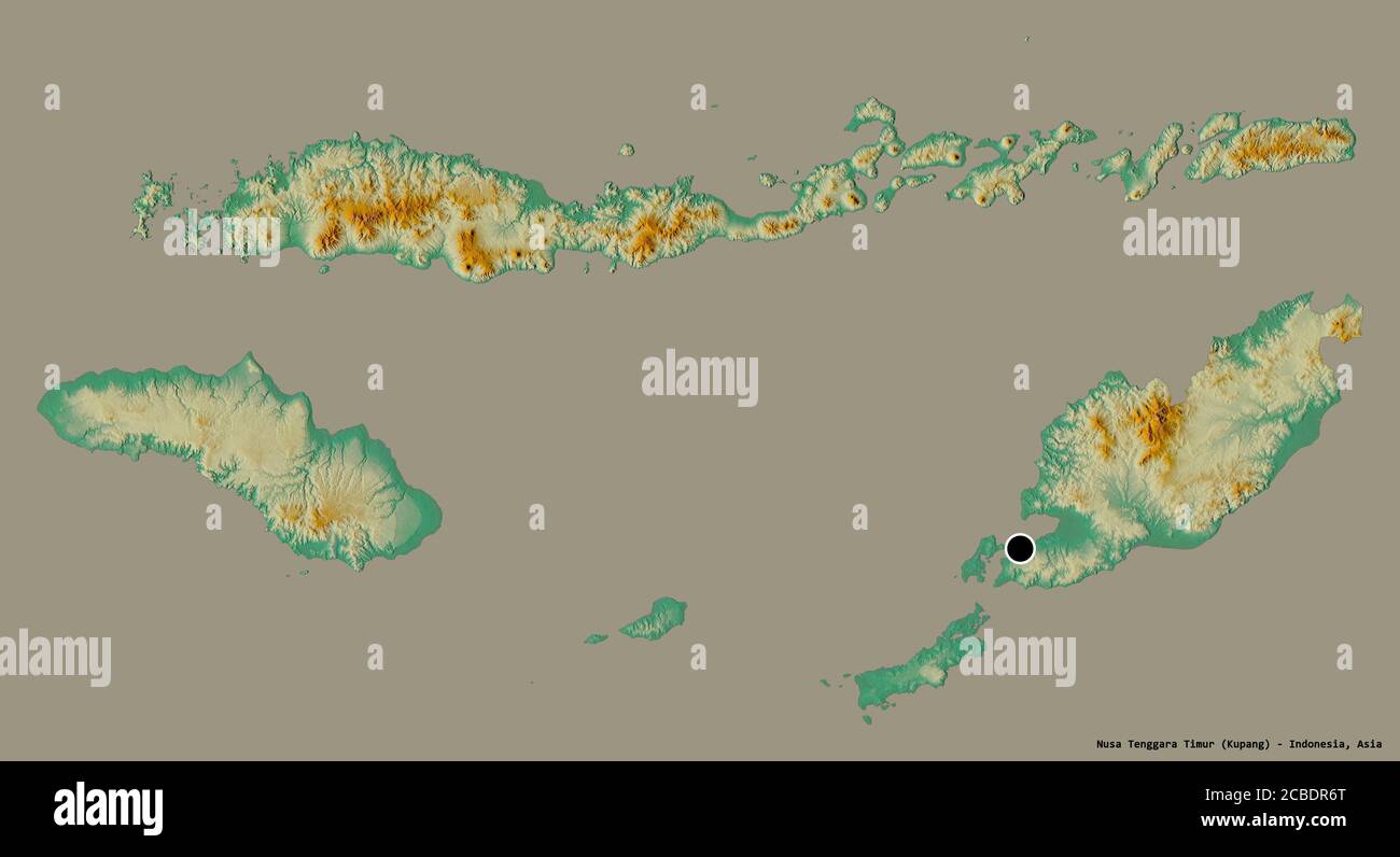 Shape of Nusa Tenggara Timur, province of Indonesia, with its capital ...