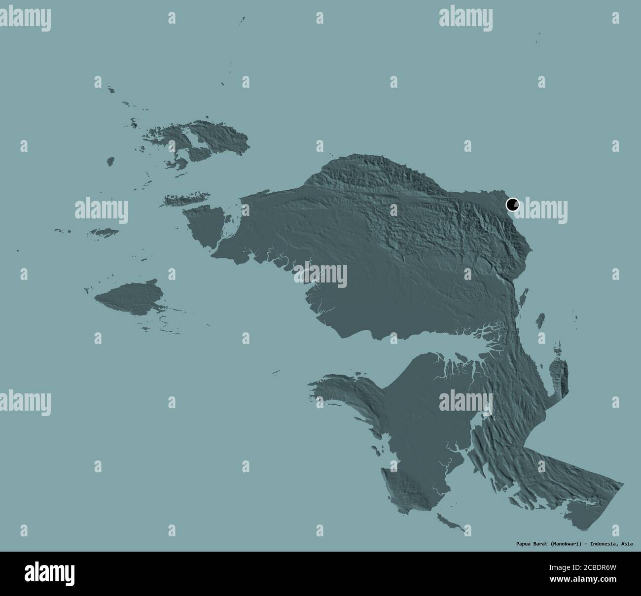 Shape of Papua Barat, province of Indonesia, with its capital isolated ...
