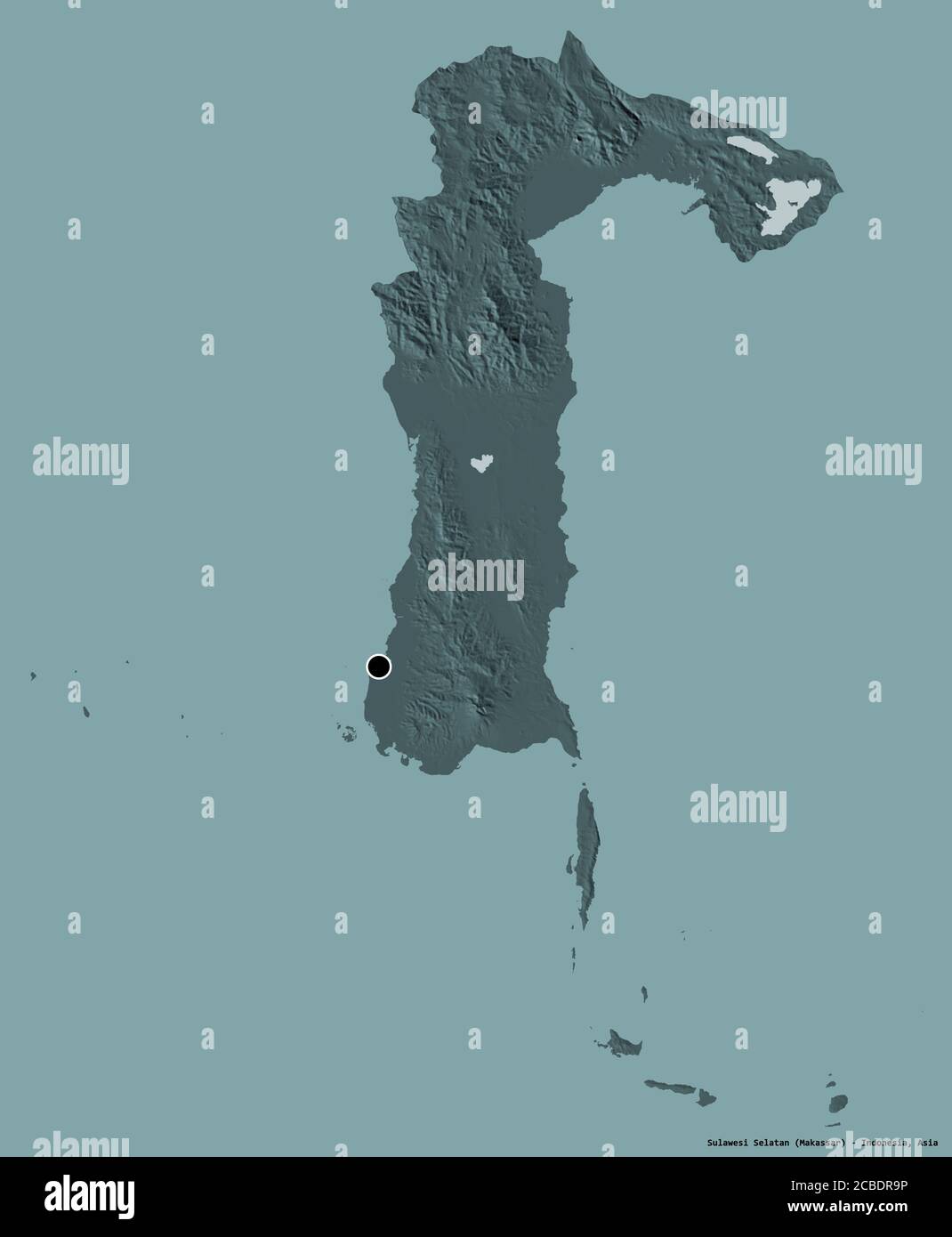 Shape of Sulawesi Selatan, province of Indonesia, with its capital ...