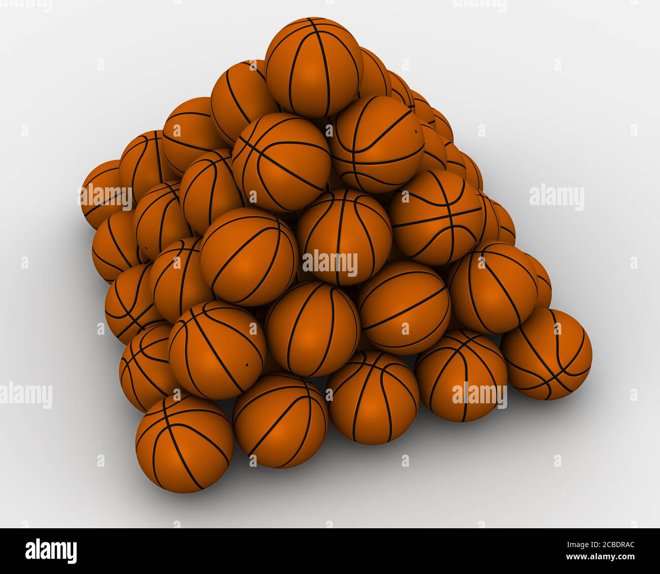 Basketballs stacked pyramid. Basketballs stacked pyramid on a white ...