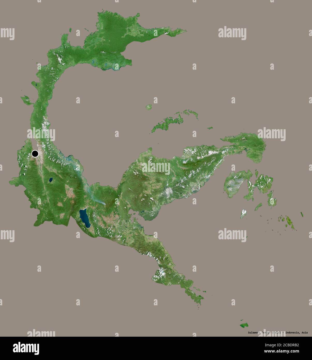 Shape of Sulawesi Tengah, province of Indonesia, with its capital ...
