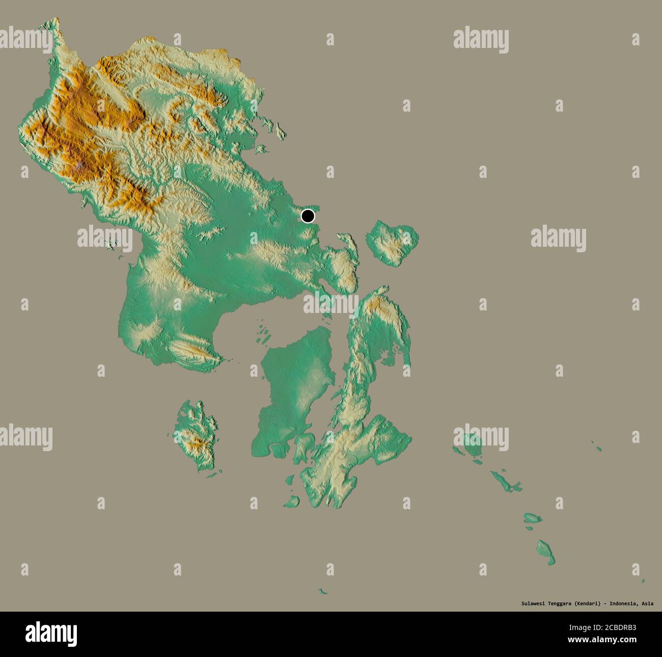 Shape of Sulawesi Tenggara, province of Indonesia, with its capital ...