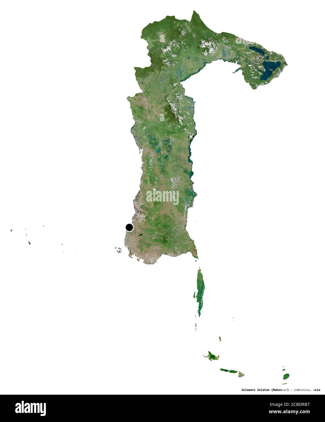 Shape of Sulawesi Selatan, province of Indonesia, with its capital ...