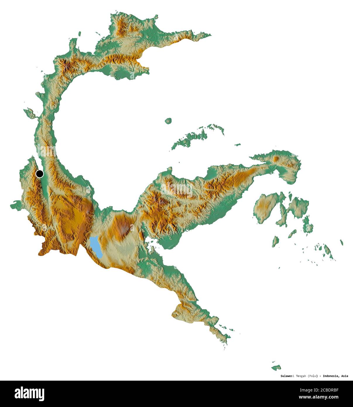 Shape of Sulawesi Tengah, province of Indonesia, with its capital ...