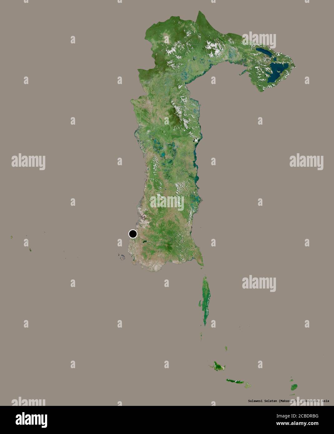 Shape of Sulawesi Selatan, province of Indonesia, with its capital ...