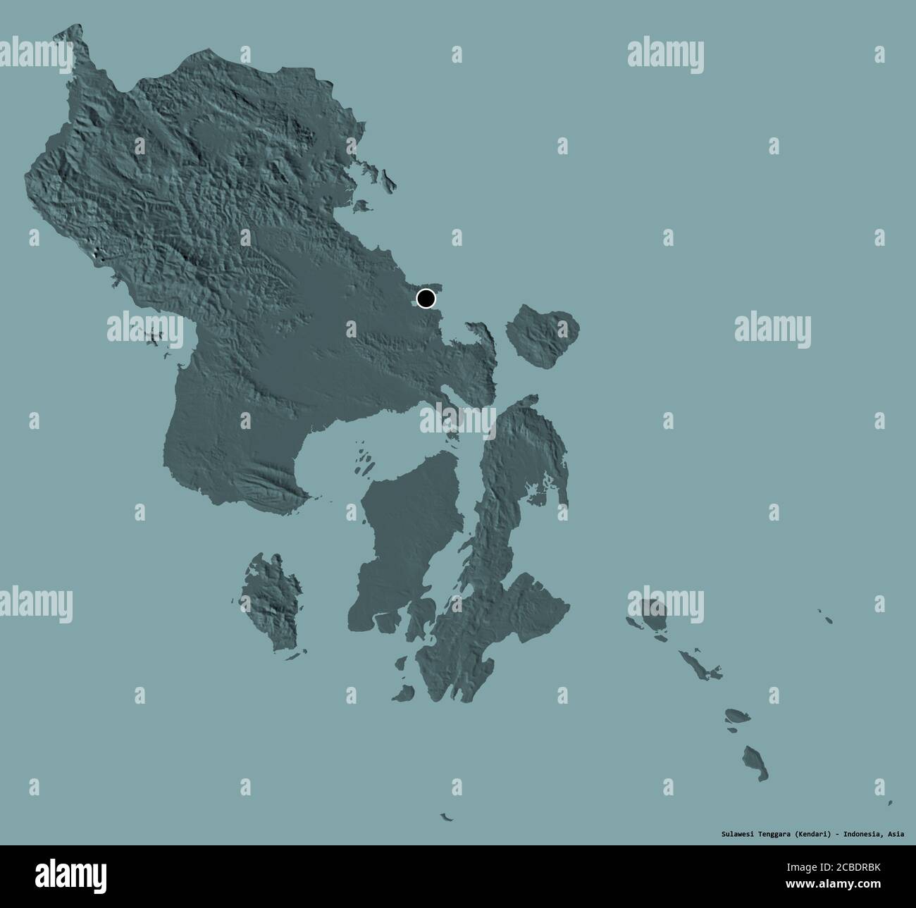 Shape of Sulawesi Tenggara, province of Indonesia, with its capital ...