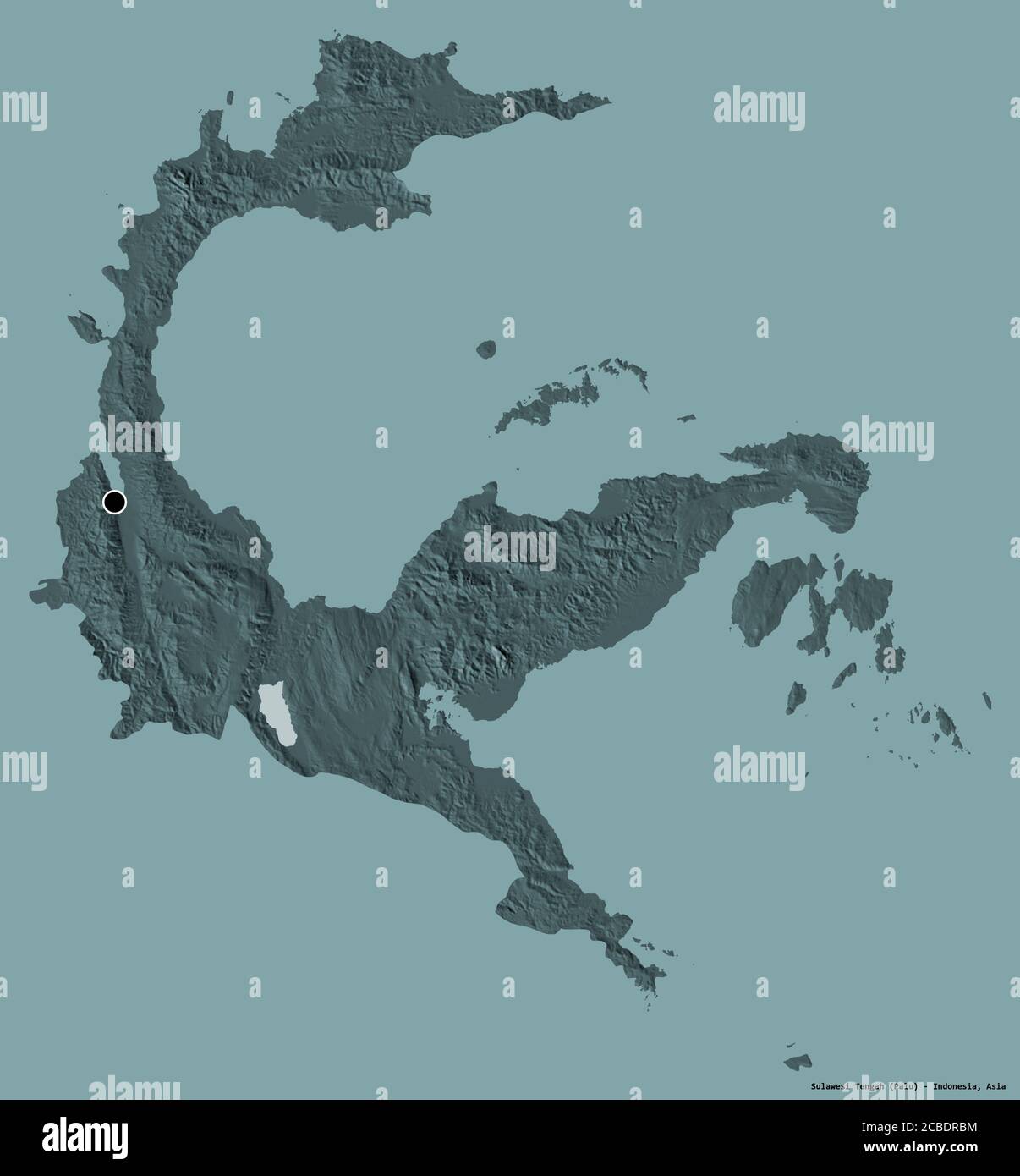 Shape of Sulawesi Tengah, province of Indonesia, with its capital ...