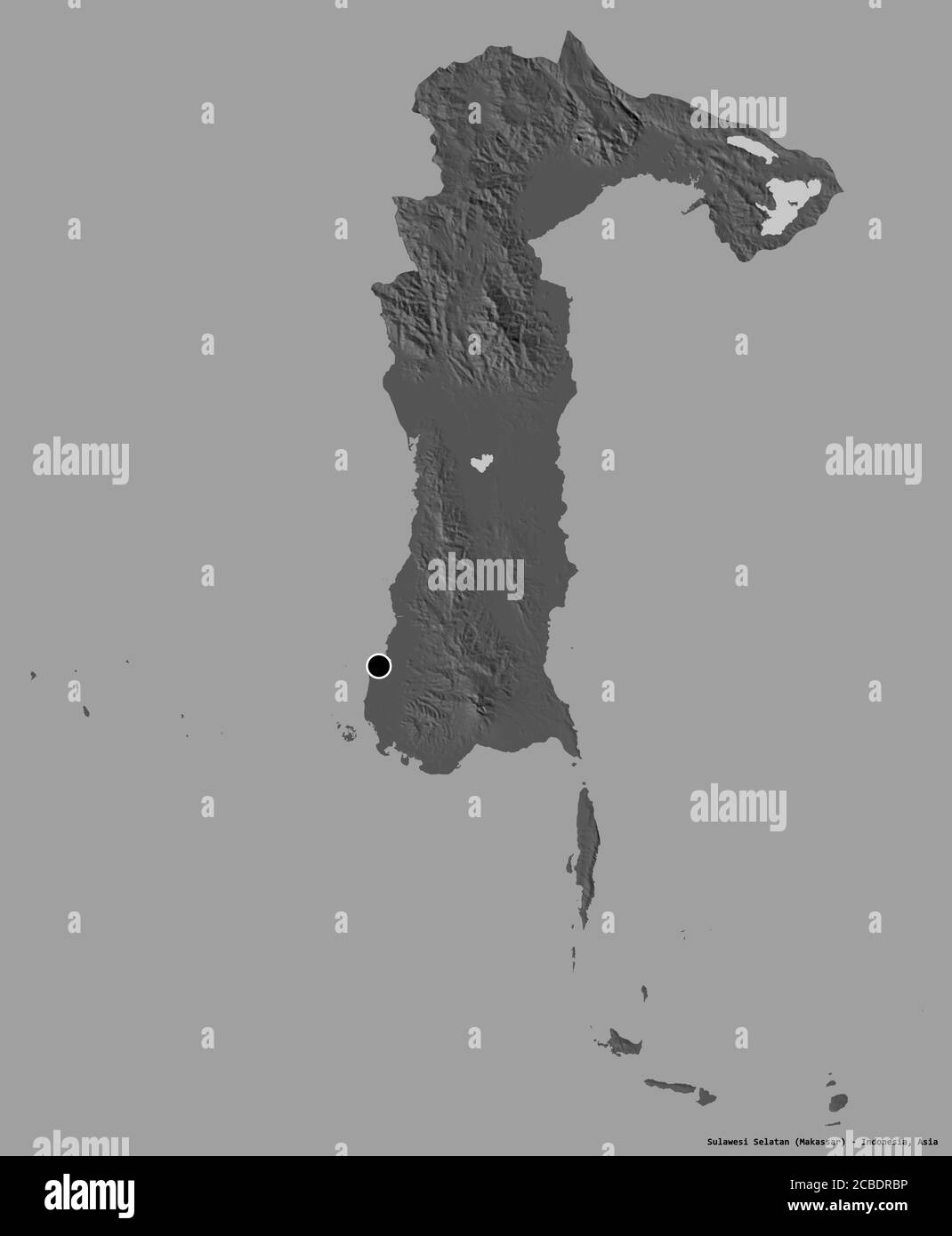 Shape of Sulawesi Selatan, province of Indonesia, with its capital ...