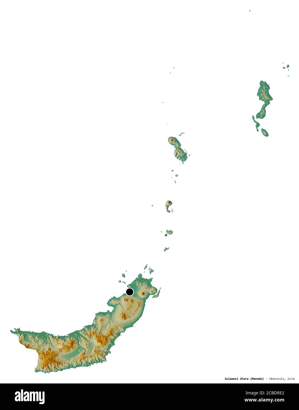 Shape of Sulawesi Utara, province of Indonesia, with its capital ...