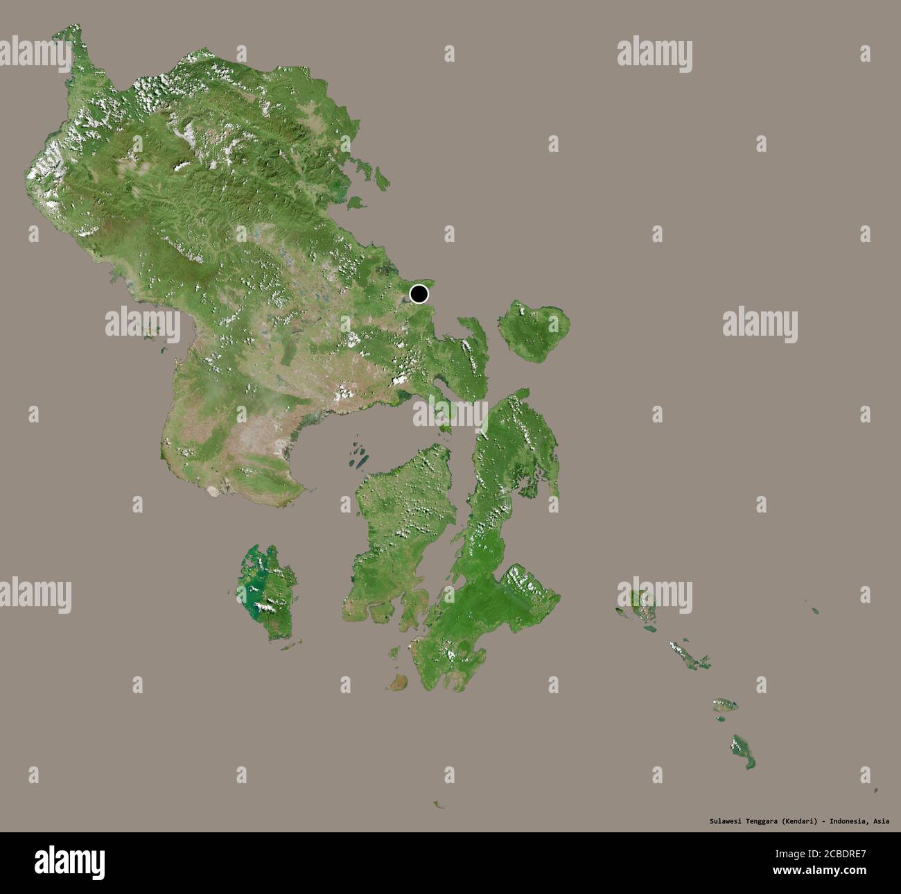 Shape of Sulawesi Tenggara, province of Indonesia, with its capital ...