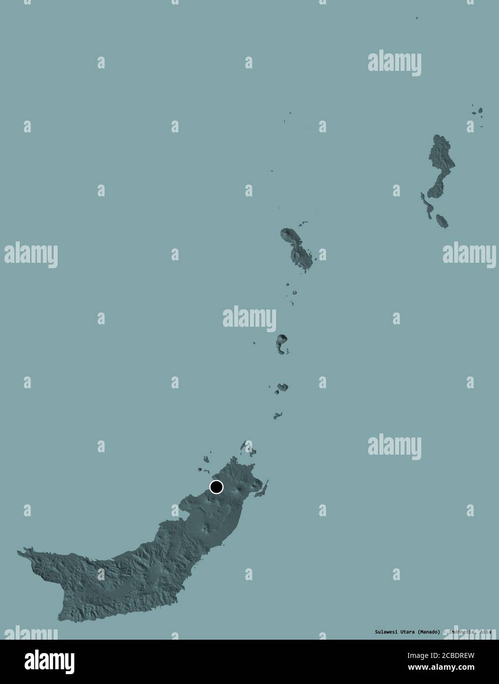 Shape of Sulawesi Utara, province of Indonesia, with its capital ...