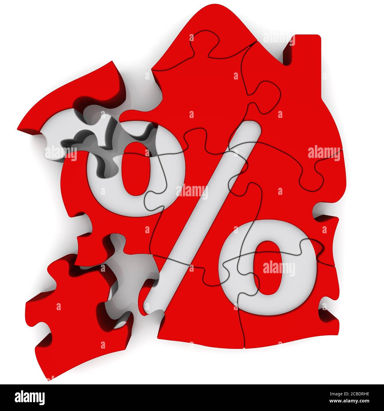 Interest on the mortgage. Red symbol of house with percentage symbol is ...