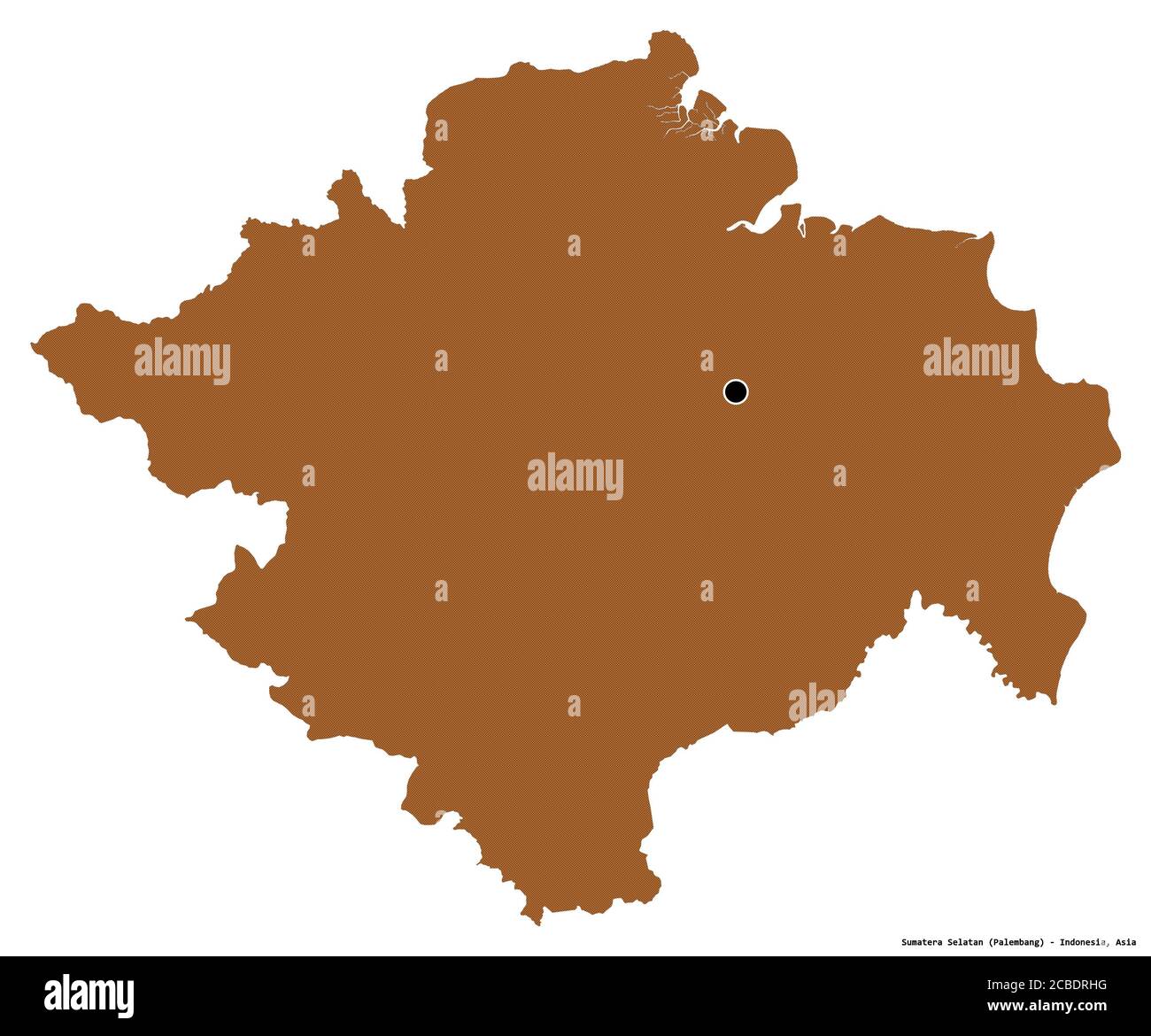 Shape of Sumatera Selatan, province of Indonesia, with its capital ...