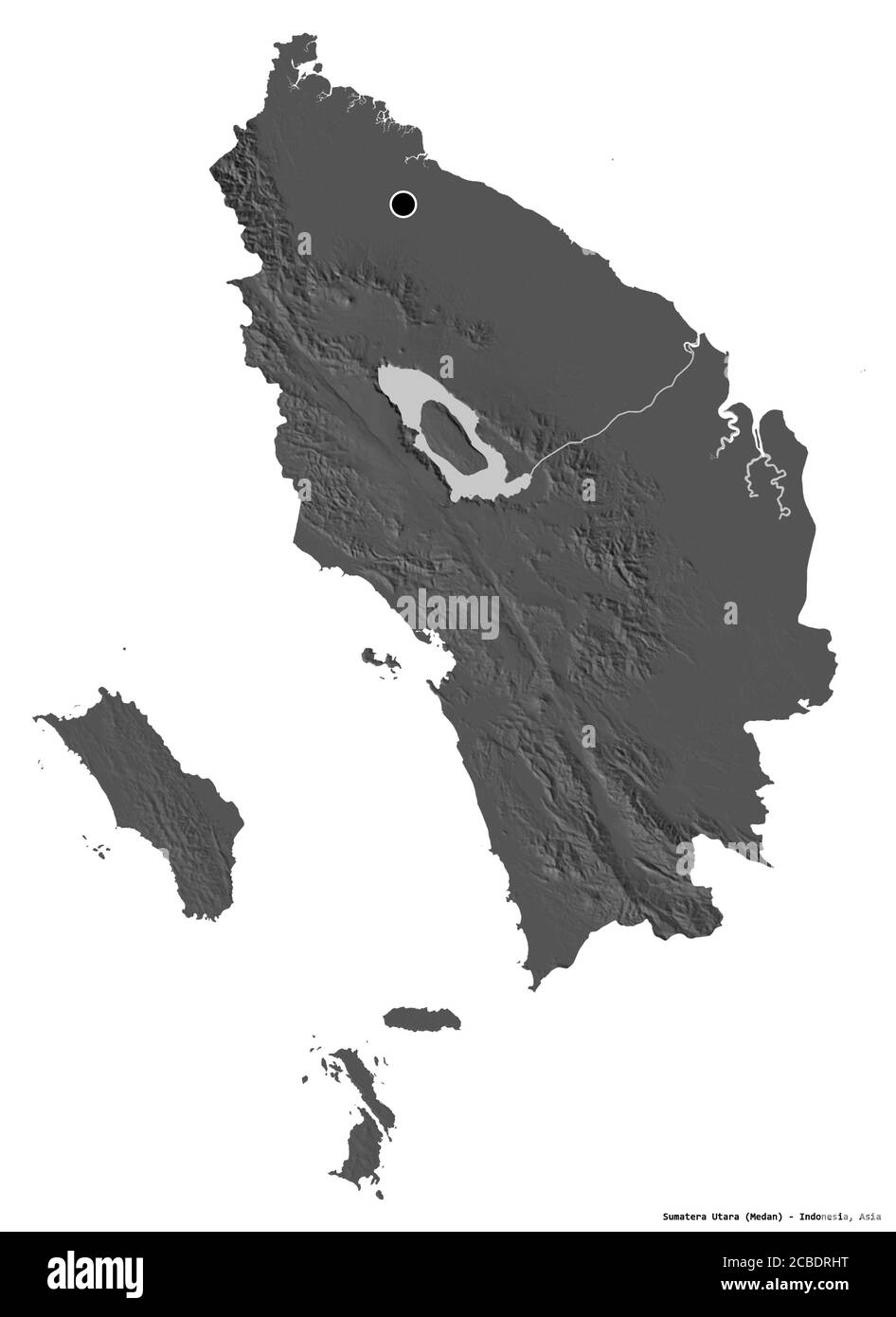 Shape of Sumatera Utara, province of Indonesia, with its capital ...