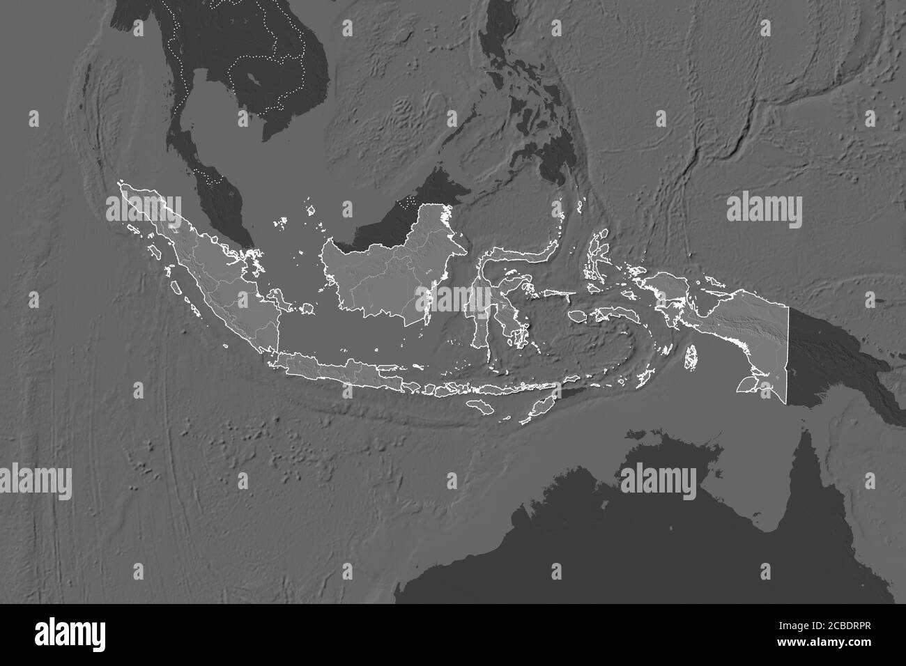 Shape of Indonesia separated by the desaturation of neighboring areas ...