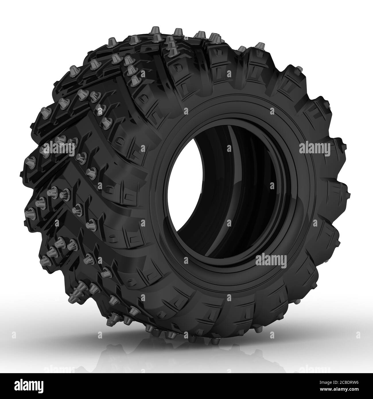 Off-road tire with spikes on a white background. 3D illustration Stock ...
