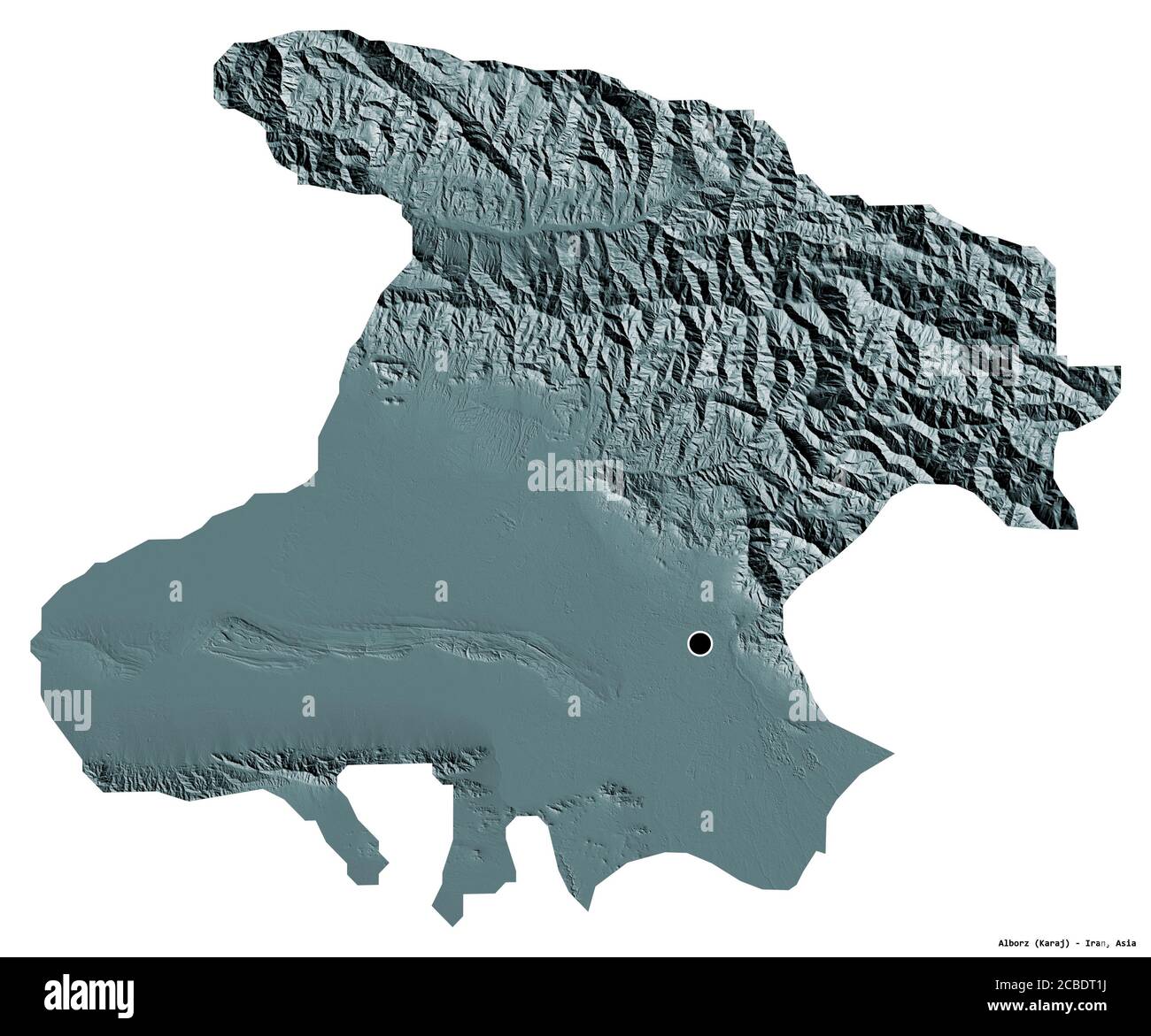Shape of Alborz, province of Iran, with its capital isolated on white ...