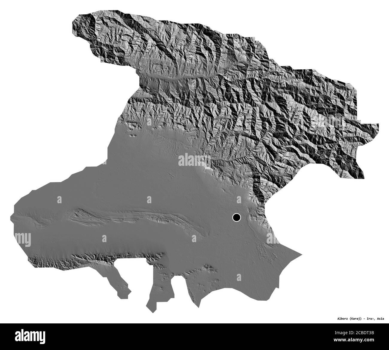 Shape of Alborz, province of Iran, with its capital isolated on white ...