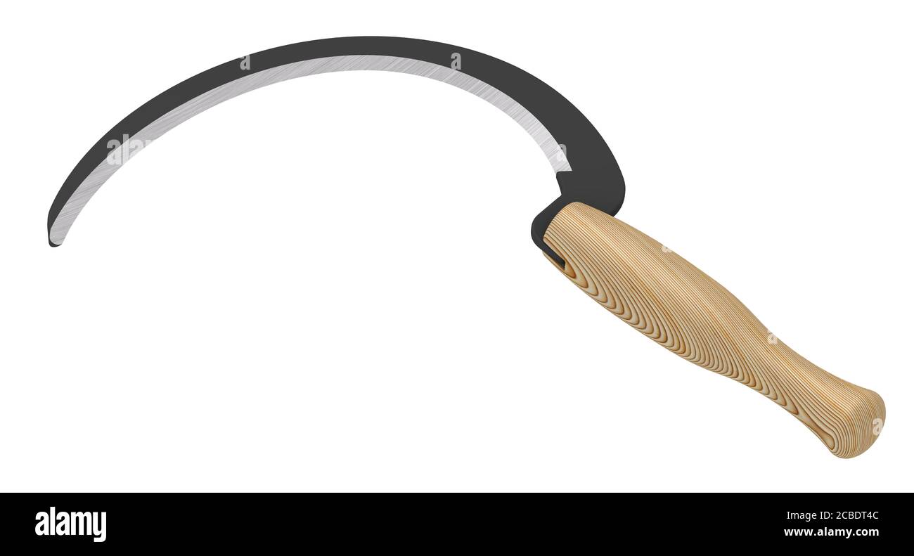 Sickle. 3D illustration. Isolated on white background Stock Photo - Alamy