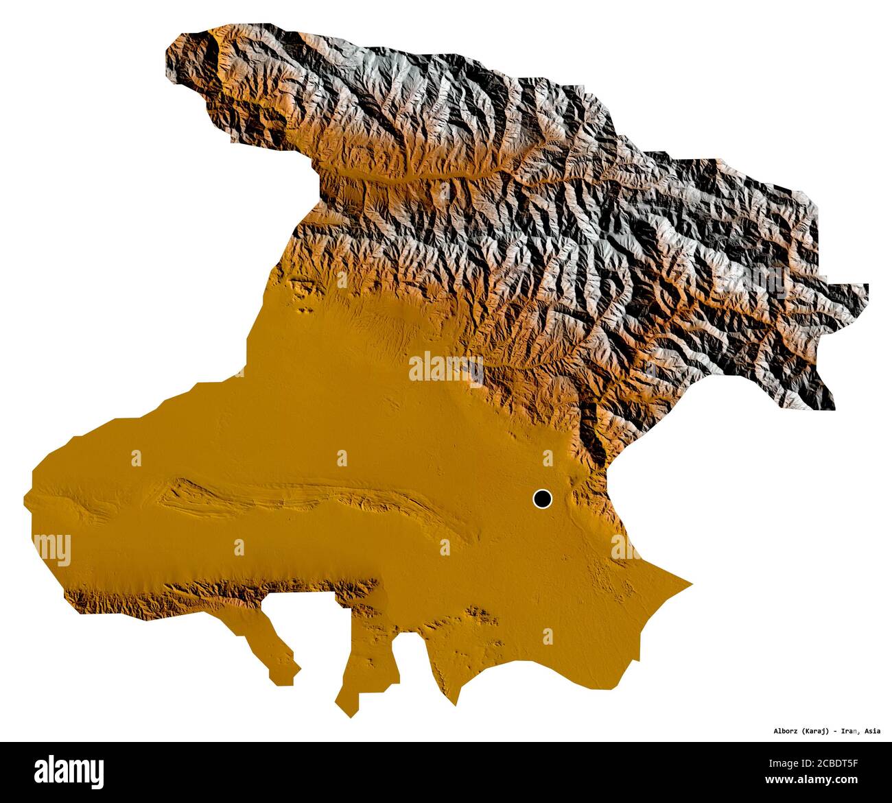 Shape of Alborz, province of Iran, with its capital isolated on white ...