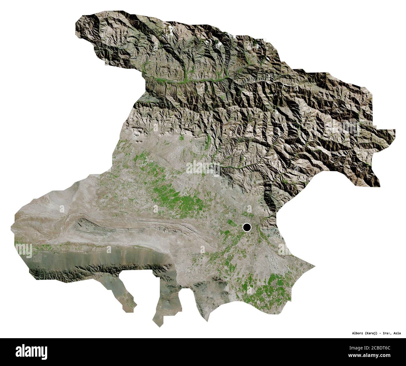 Shape of Alborz, province of Iran, with its capital isolated on white ...